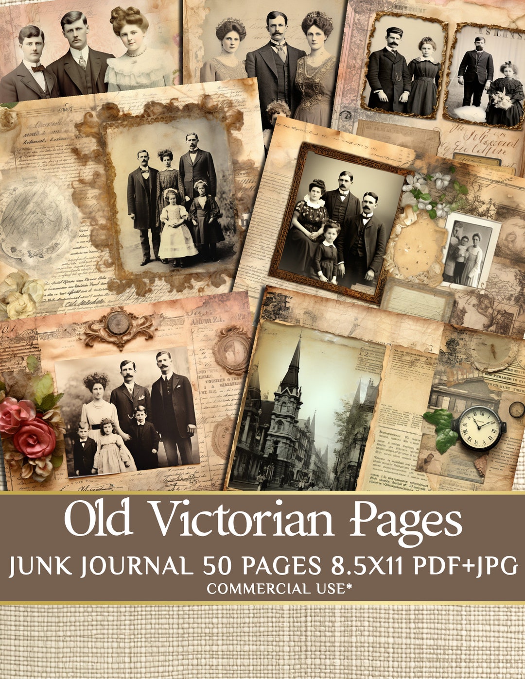 Old Victorian Pages Bundle Vintage Scrapbooking Paper Digital Products ...