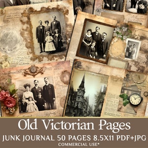 Old Victorian Pages Bundle - Vintage Scrapbooking Paper - Digital ...