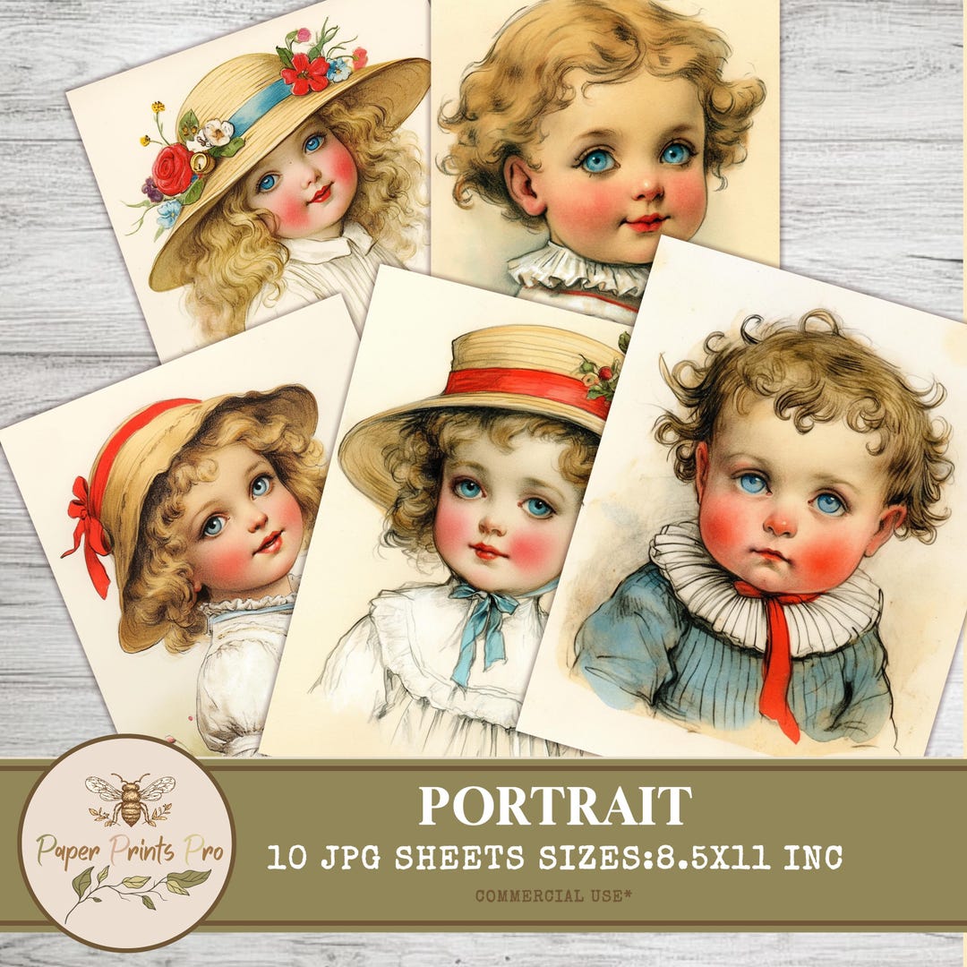 Vintage Child Portraits Printable – 10 JPG Sheets 8.5x11" – Victorian ...