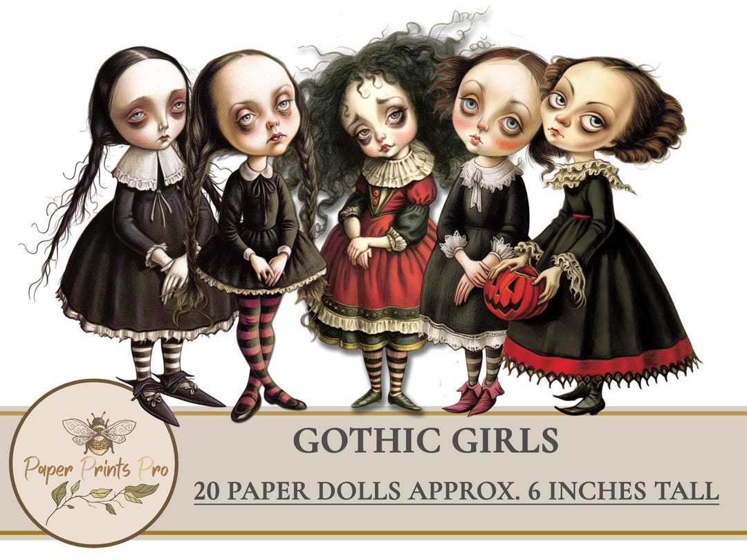 Printable Paper Dolls – 21 Halloween Gothic Girl Cutouts for Junk ...