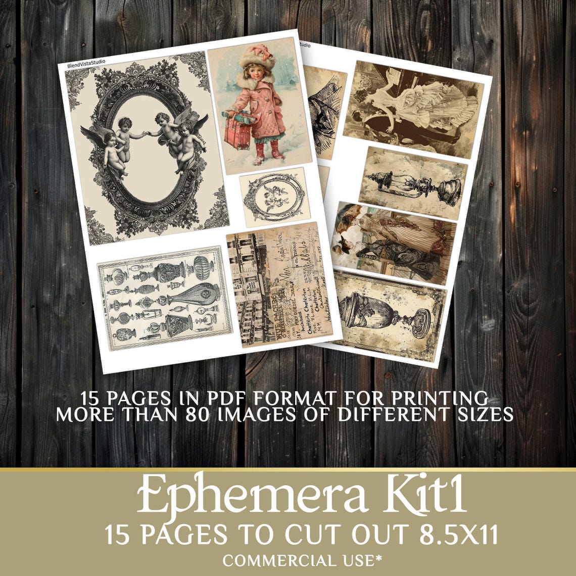 Vintage Printable Ephemera Kit: Junk Journal, Collage, Decoupage ...