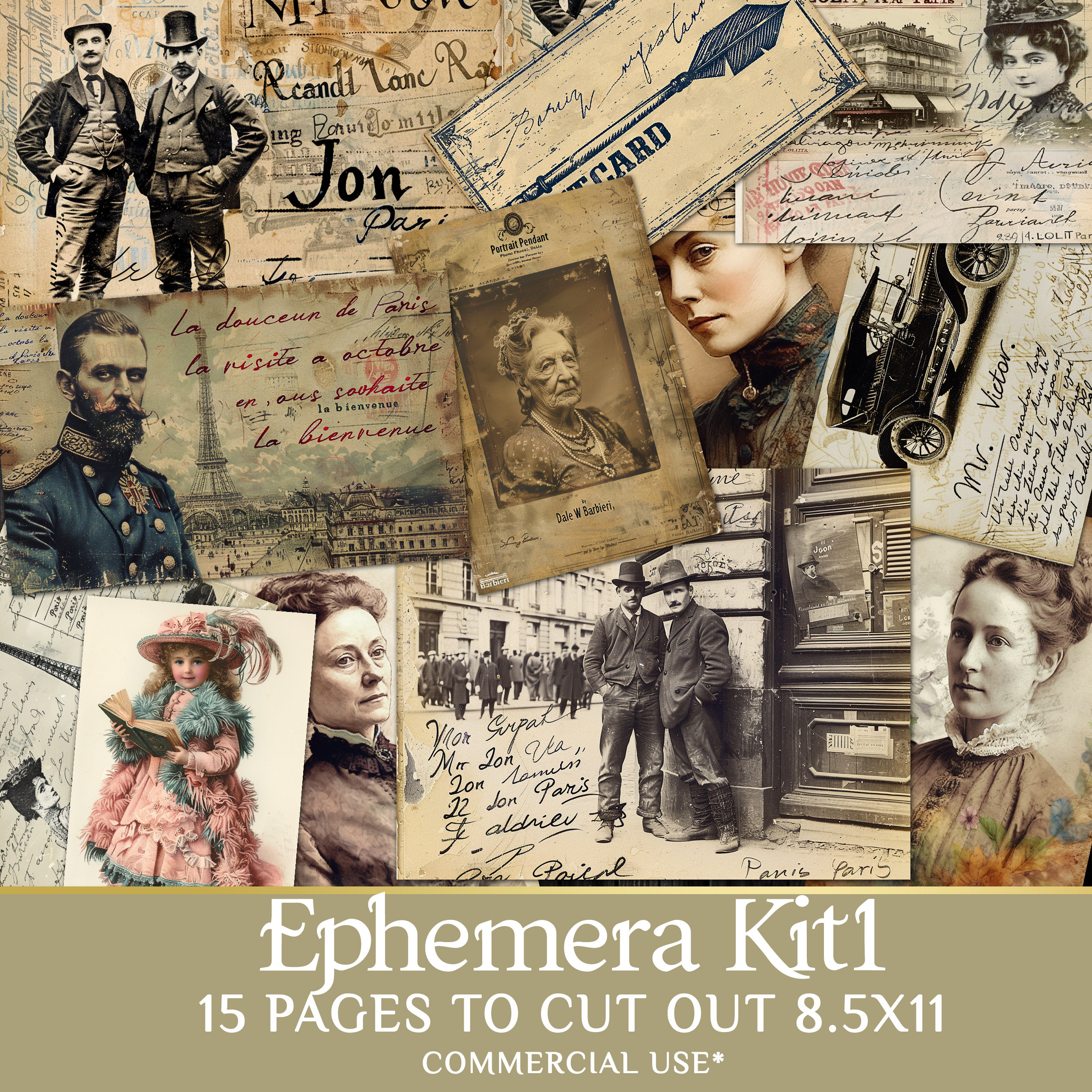 Vintage Printable Ephemera for Junk Journal Kit Digital Ephemera Kit ...