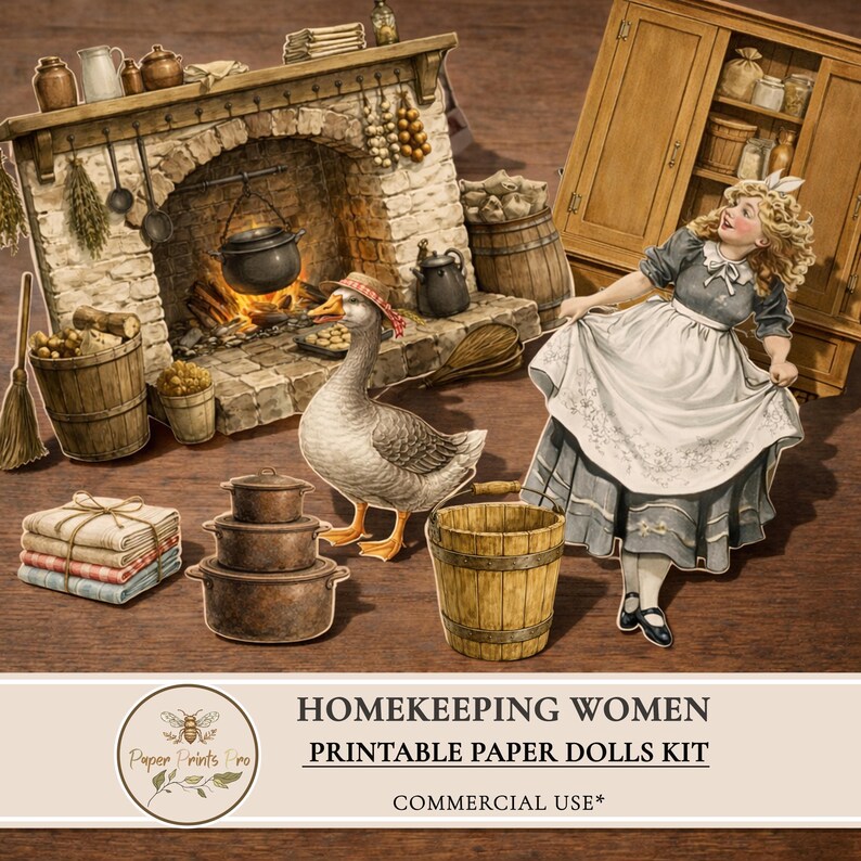 Printable Paper Dolls Housekeeping Women Vintage Domestic Life Junk ...