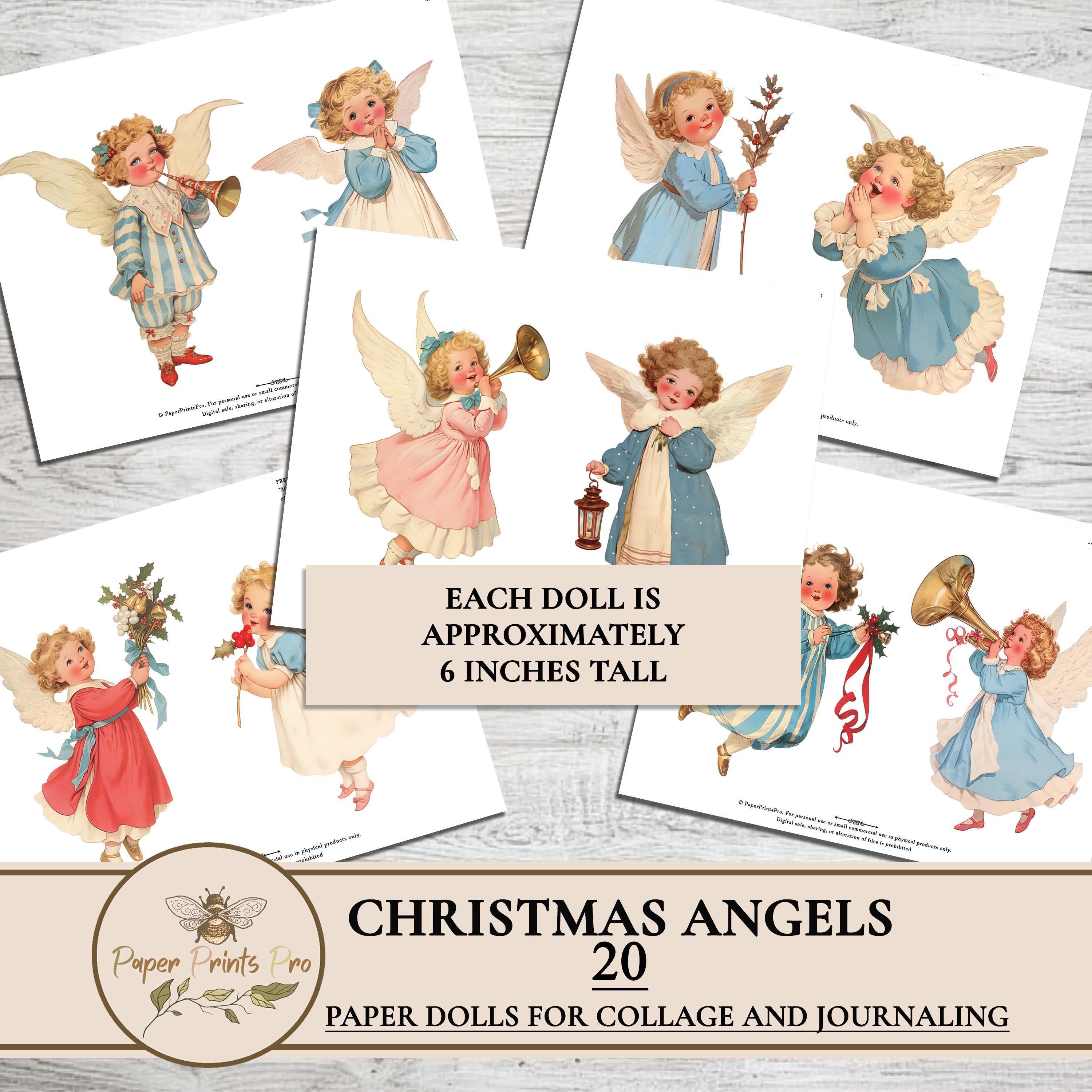Christmas Angels Paper Dolls Printable Ephemera Vintage Cutouts for ...
