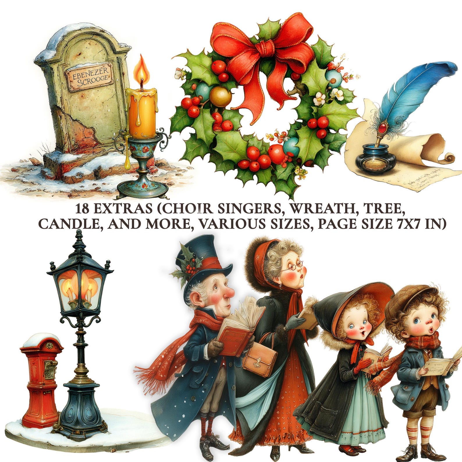 Christmas Carol Clipart Bundle – 54 Victorian Scrooge & Dickens ...