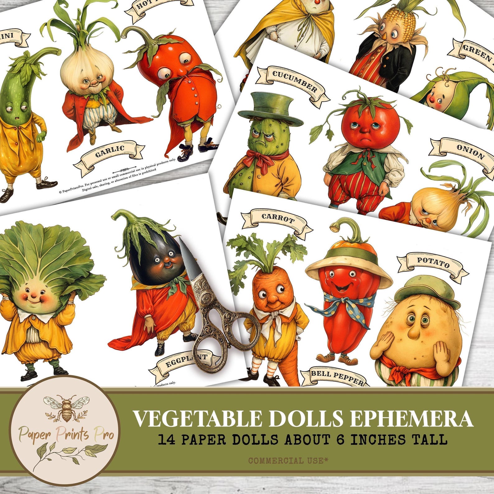 Vintage Vegetable Dolls Ephemera: 14 Paper Dolls (digital Download) - Etsy