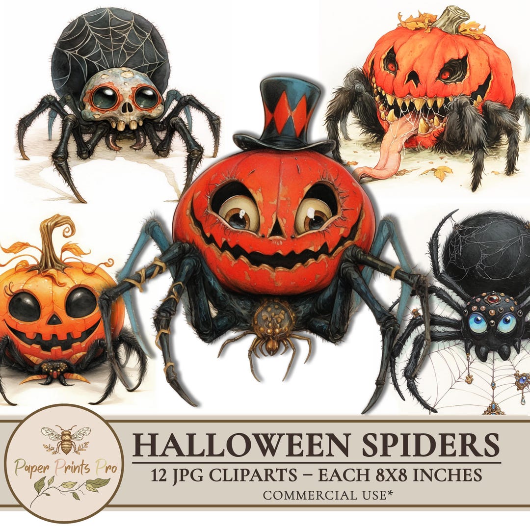 Creepy Halloween Spider Clipart – Pumpkin Designs (digital Download) - Etsy