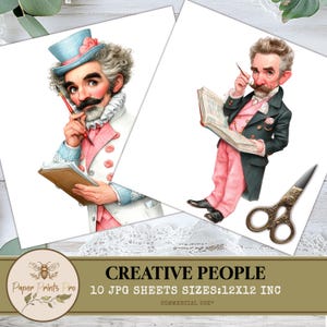 Victorian Artist Clipart, Cartoon Poets Writers Creators, Funny People ...