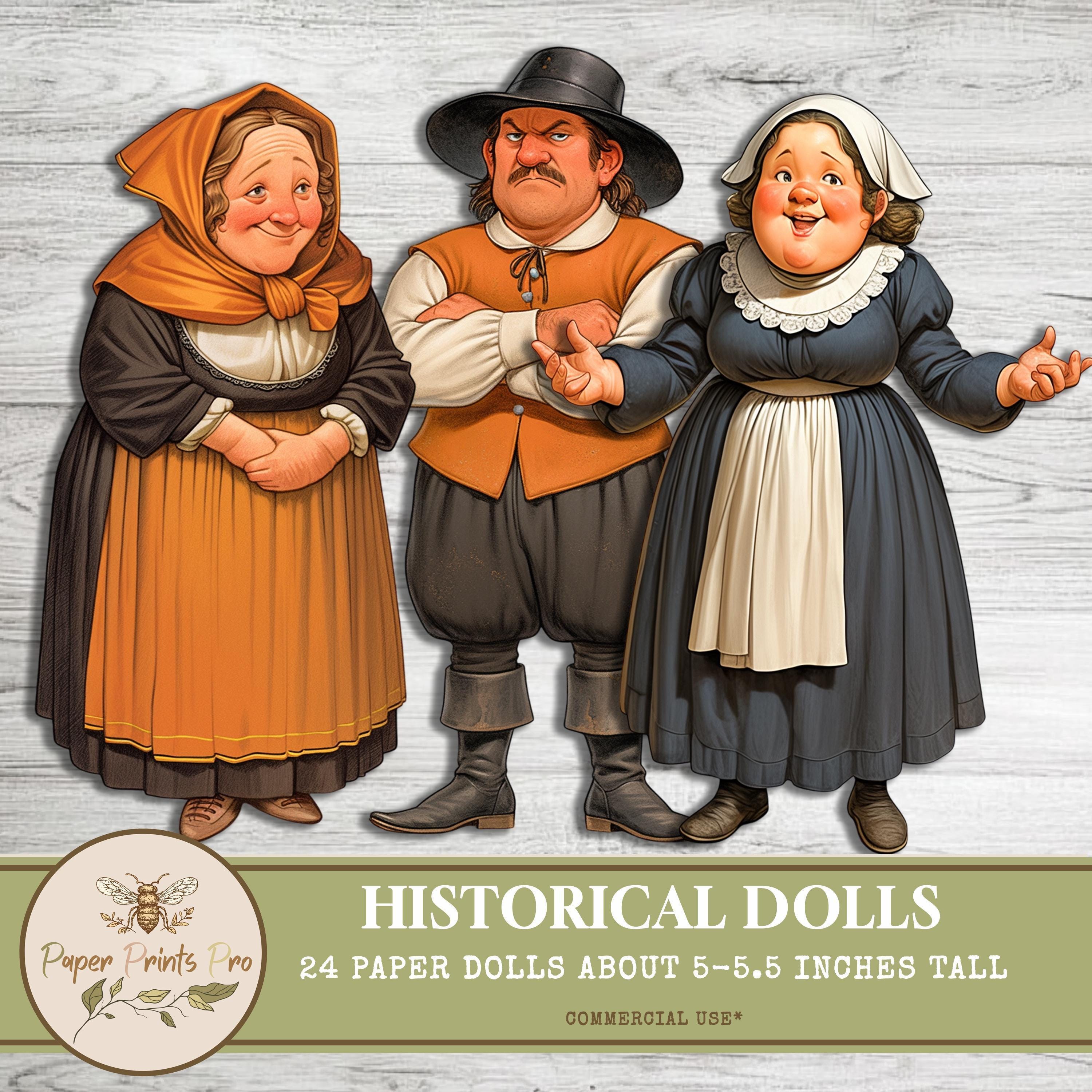 Historical Paper Dolls: Printable Cutouts Salem Doll (digital Download ...