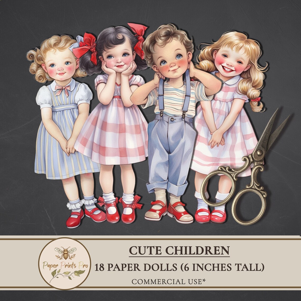 Printable Paper Dolls 1950s Style – 18 Retro Characters for Journaling ...