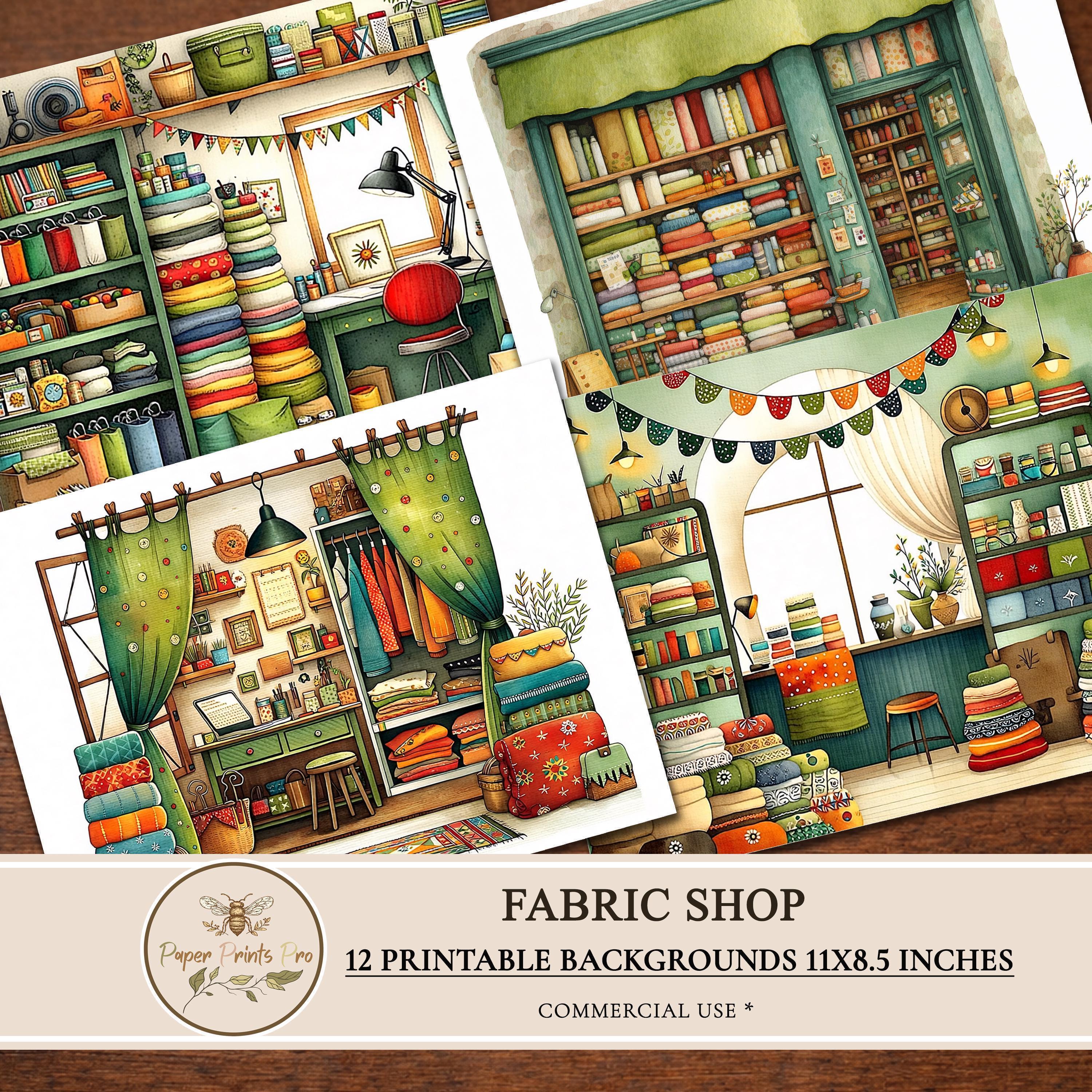 Printable Fabric Shop Backgrounds, Sewing Room Interiors, Quilt Store ...