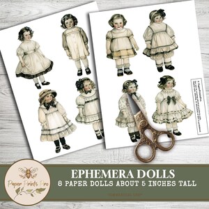 Vintage Printable Paper Dolls - Ephemera -8 Black-and-white Old Paper ...
