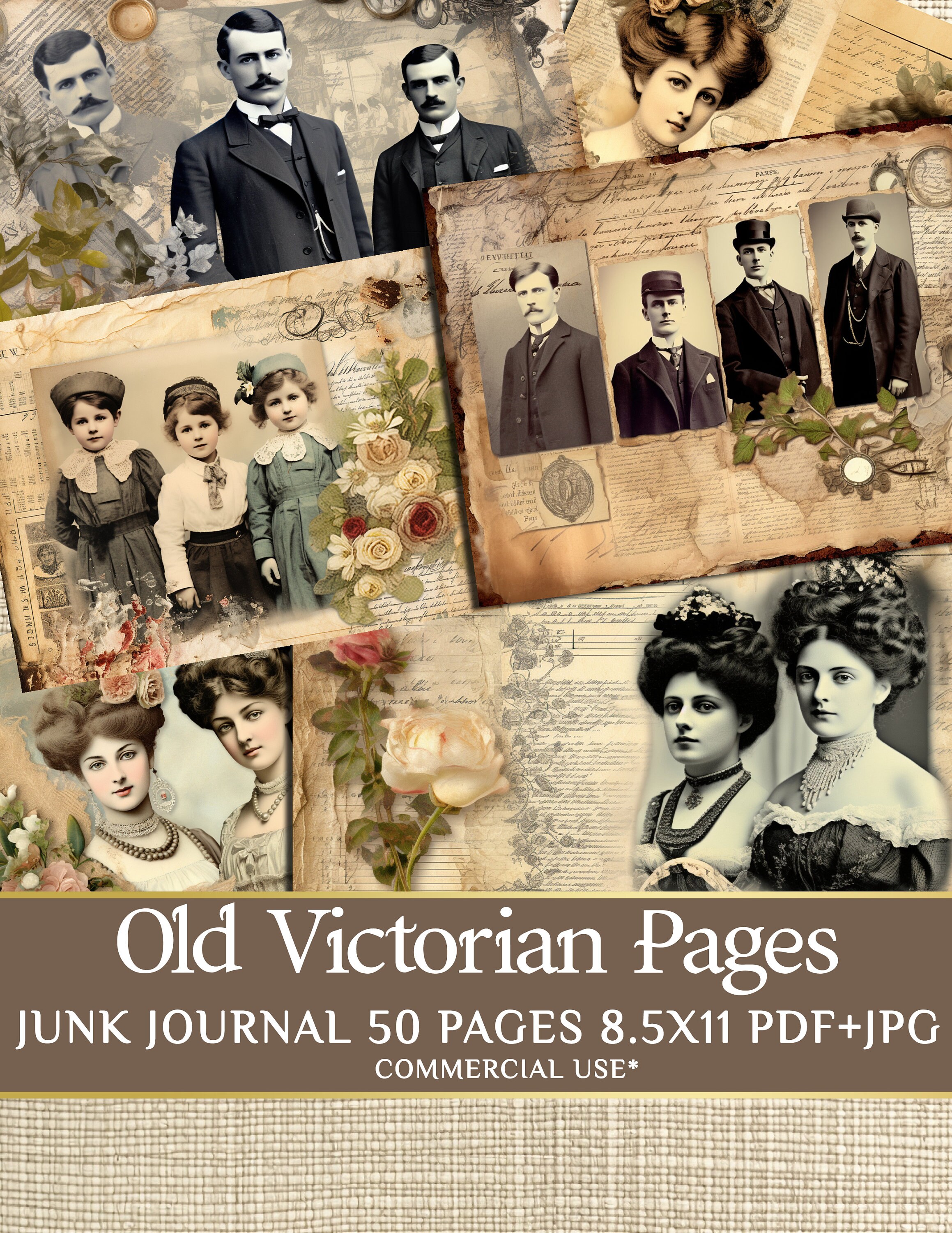 Old Victorian Pages Bundle Vintage Scrapbooking Paper Digital Products ...