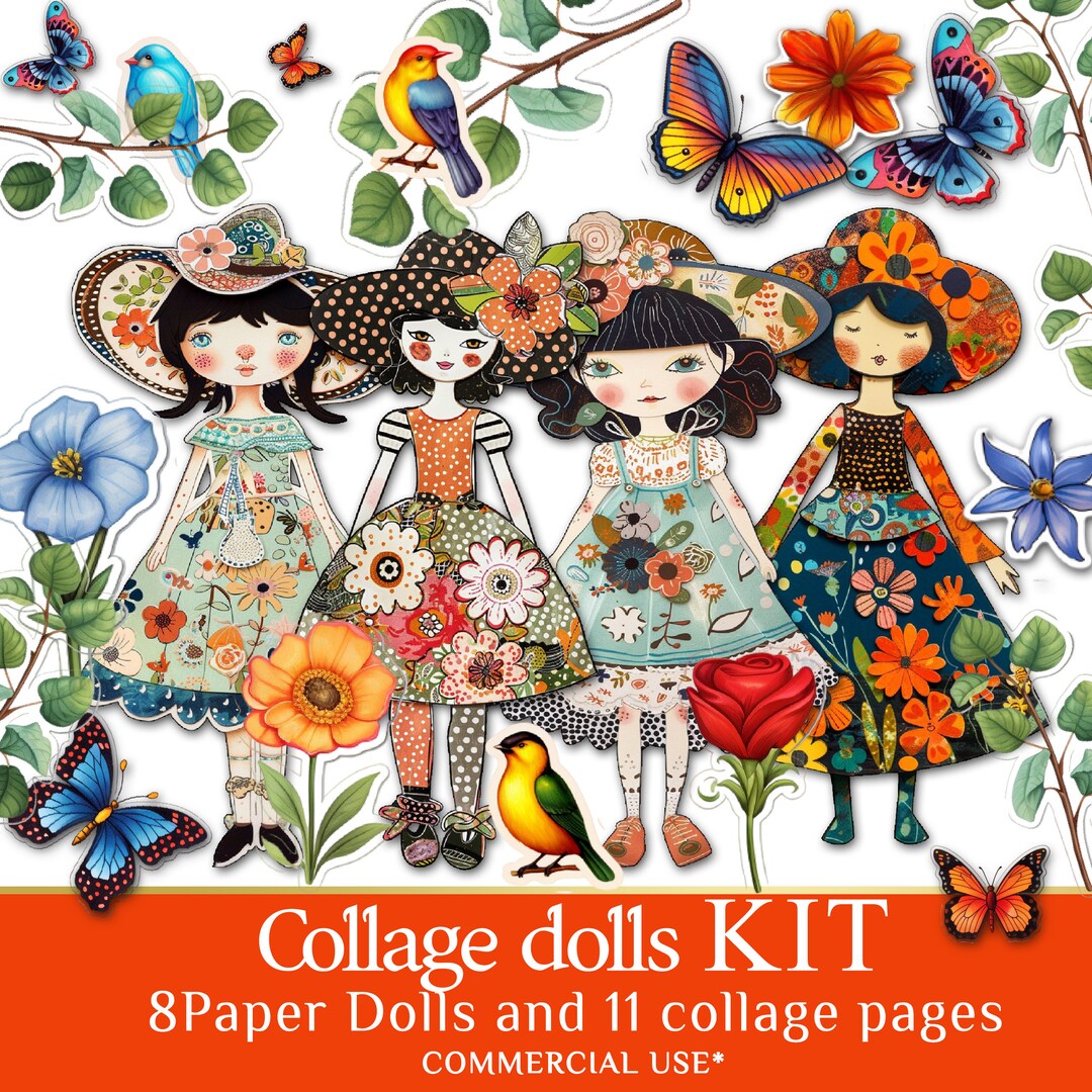 Paper Doll Collage Kit: Printable Paper Dolls for Crafts, Collages ...