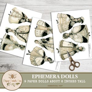 Vintage Paper Dolls - Ephemera Dolls Baroque (9 Dolls, About 6 Inches ...