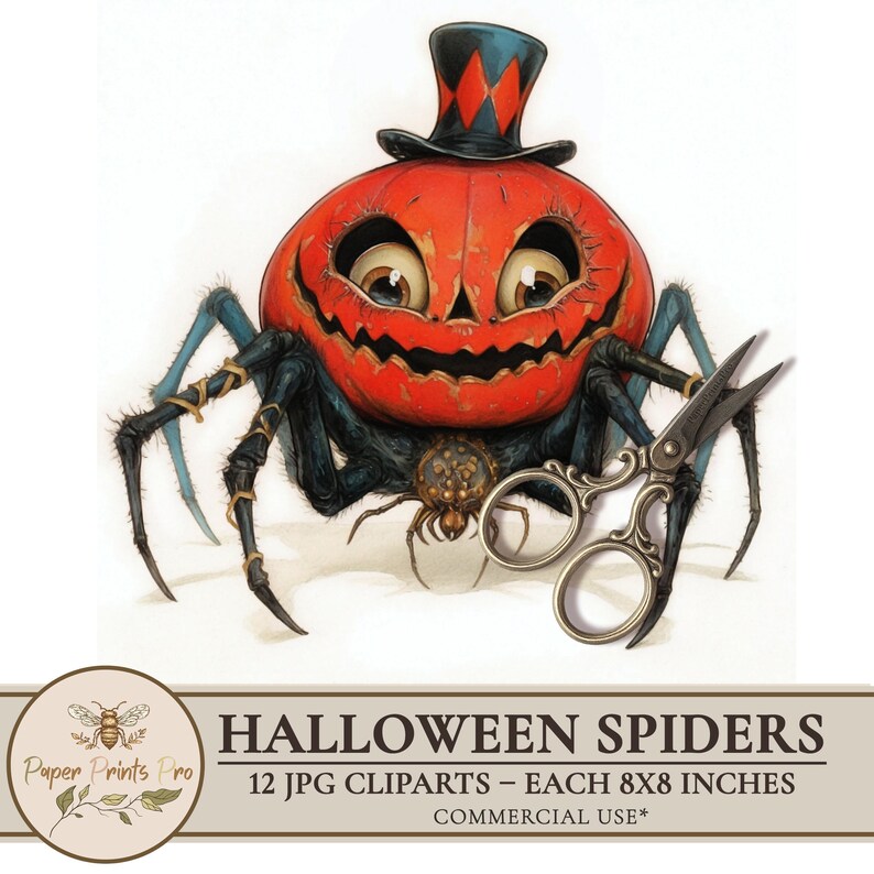 Creepy Halloween Spider Clipart – Pumpkin Designs (digital Download) - Etsy