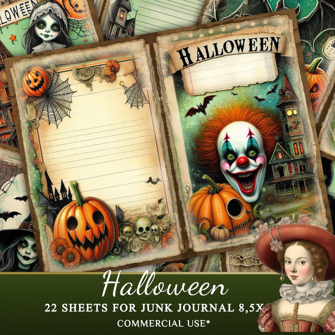 Halloween Junk Journal Printable Kit – 22 Pages for Scrapbooking and ...