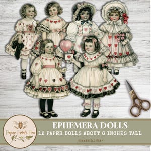 Vintage Printable Paper Dolls - Ephemera -12 Old Paper Dolls (6 Inches ...