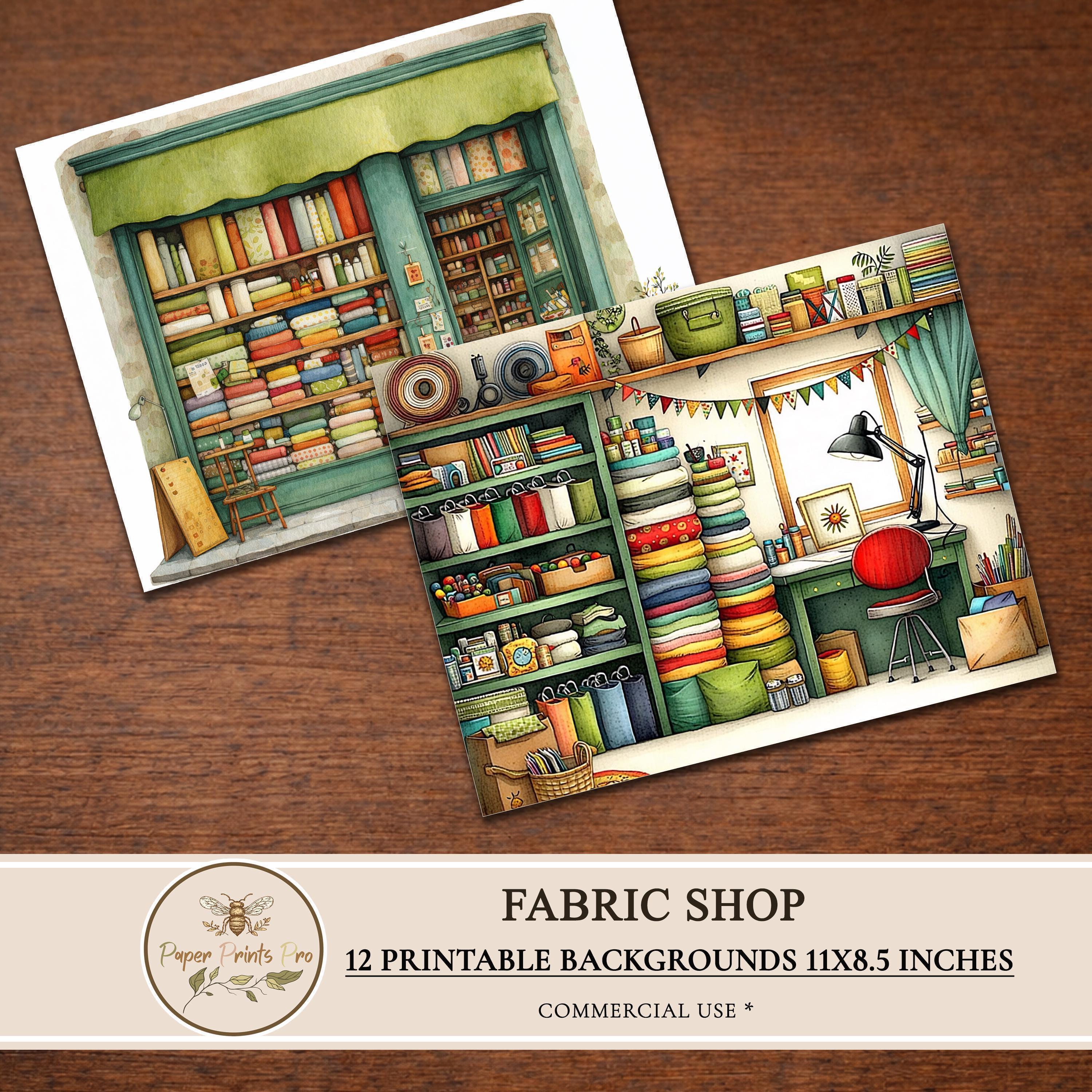 Printable Fabric Shop Backgrounds, Sewing Room Interiors, Quilt Store ...