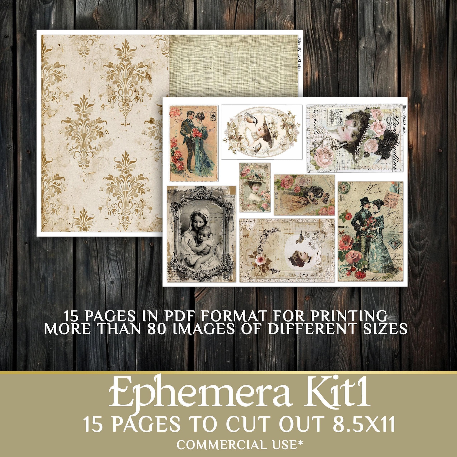 Vintage Printable Ephemera Kit: Junk Journal, Collage, Decoupage ...
