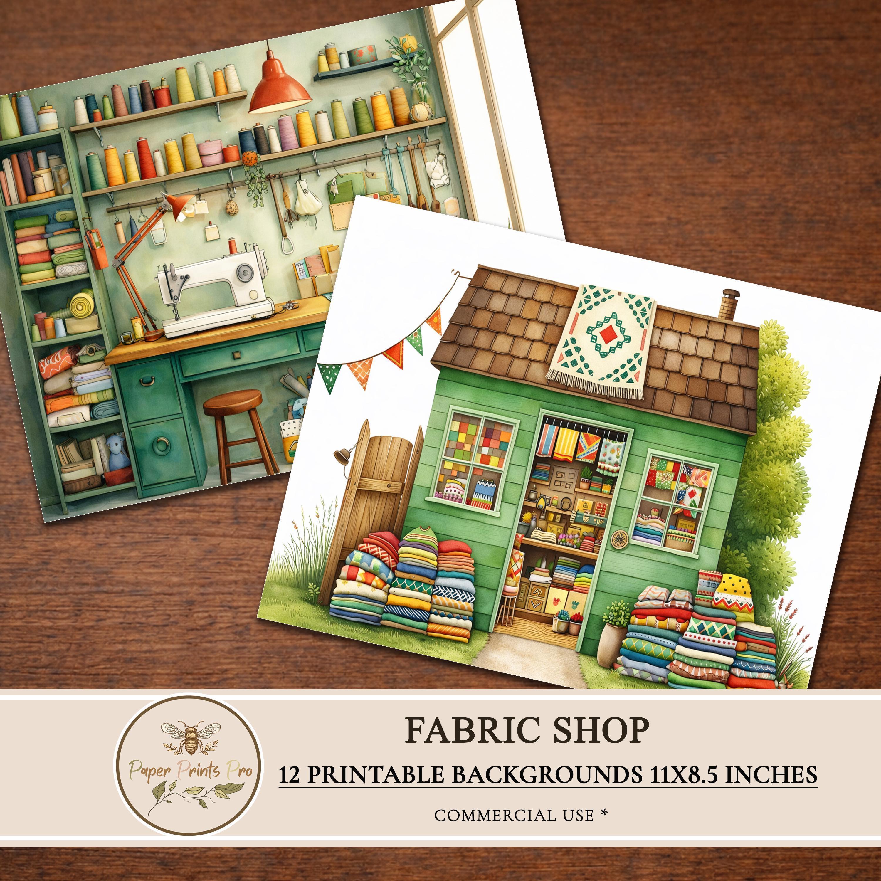 Printable Fabric Shop Backgrounds, Sewing Room Interiors, Quilt Store ...