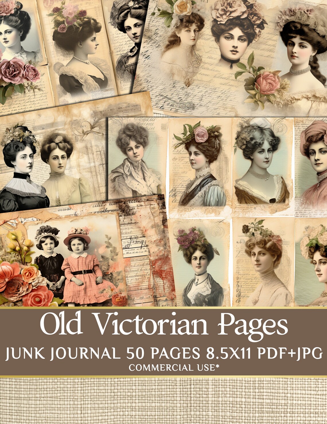 Old Victorian Pages Bundle Vintage Scrapbooking Paper Digital Products ...