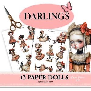 Cute Paper Doll KIT – 13 Printable Dolls for Journals, Scrapbooking ...