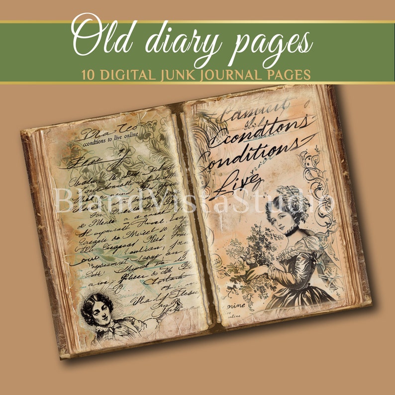 Vintage Pages From Junk Journal a Set of Digital Cutouts Featuring Old ...