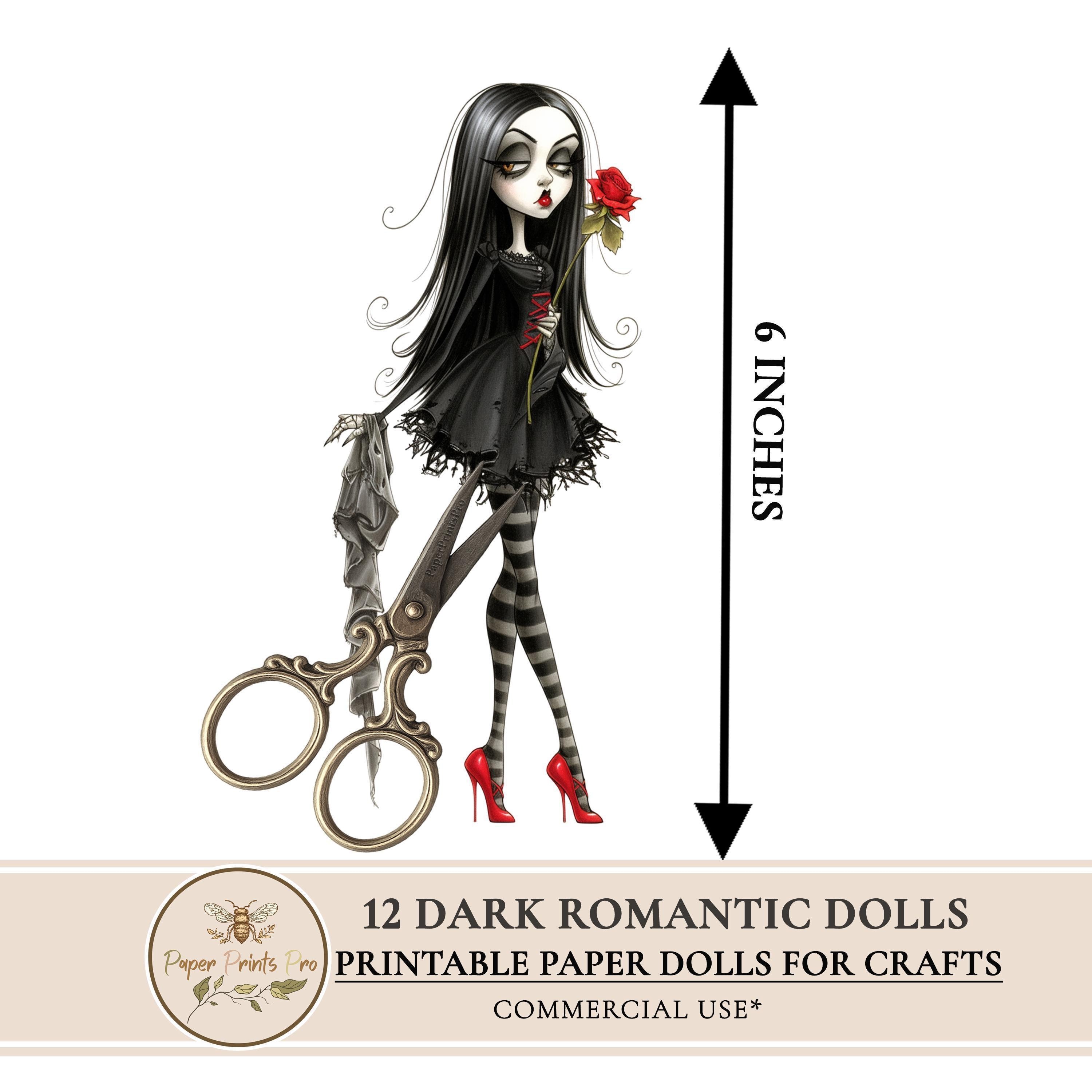 Printable Paper Dolls Dark Romantic Gothic Girls PNG Clipart for Crafts ...