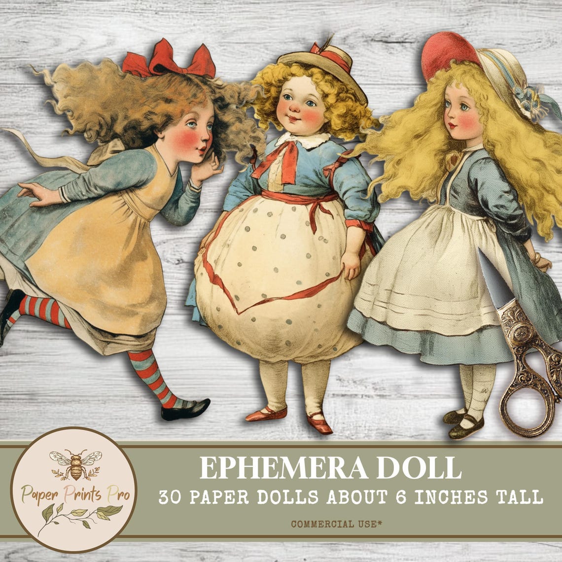 Ephemera Printable Paper Dolls -"whimsi Girl" - Vintage DIY Cutouts for ...