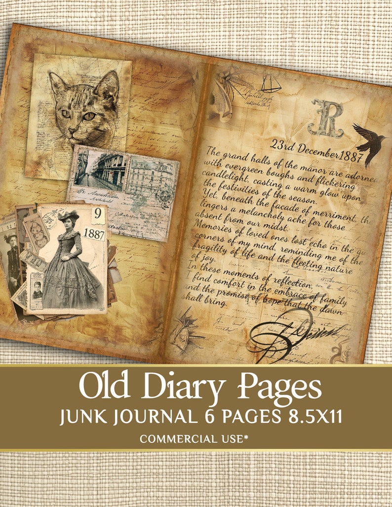 Vintage Diary Junk Journal KIT Antique Letters and Scrapbooking Images ...