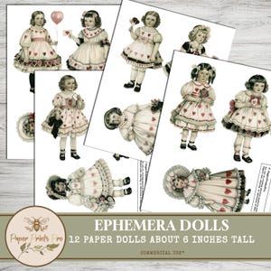 Vintage Printable Paper Dolls - Ephemera -12 Old Paper Dolls (6 Inches ...