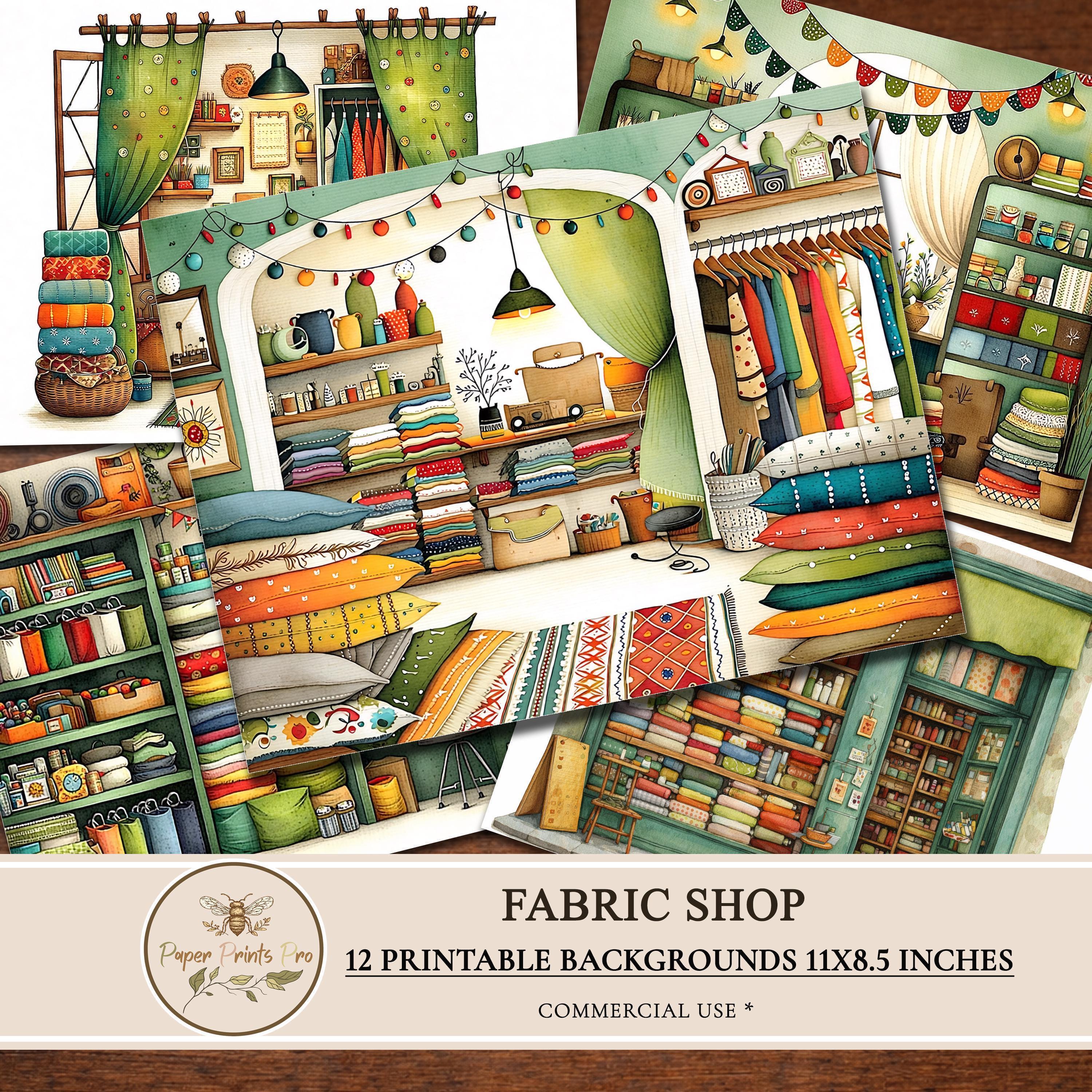 Printable Fabric Shop Backgrounds, Sewing Room Interiors, Quilt Store ...