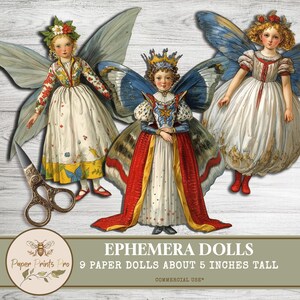 Vintage Fairy Paper Dolls - 9 Printable Ephemera Cutouts - Junk Journal ...