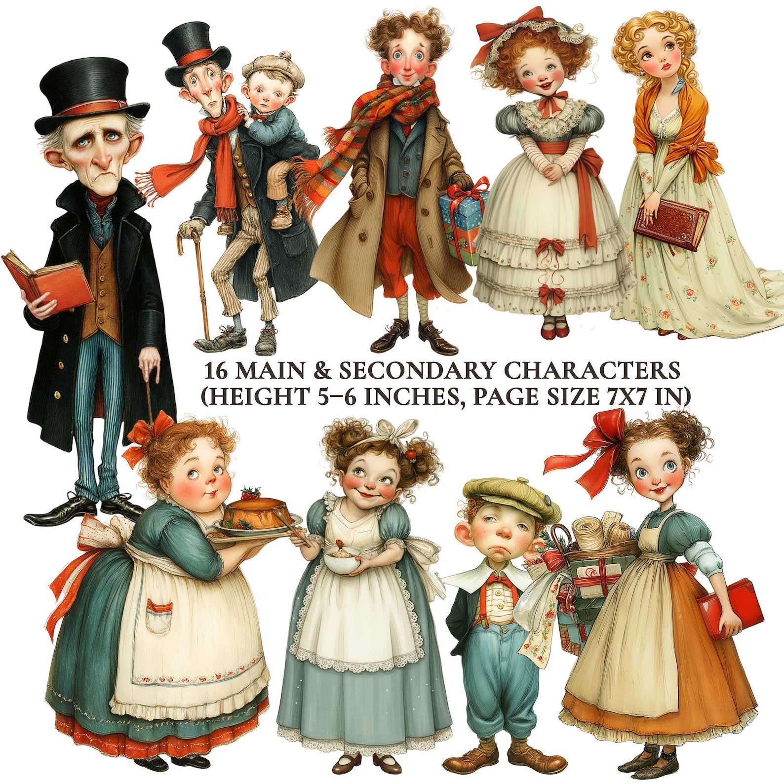 Christmas Carol Clipart Bundle – 54 Victorian Scrooge & Dickens ...