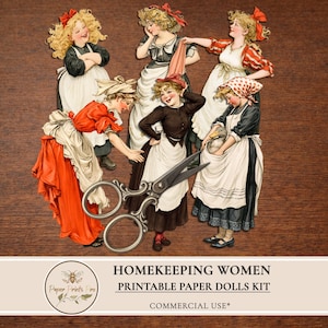 Printable Paper Dolls Housekeeping Women Vintage Domestic Life Junk ...