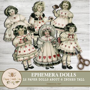 Vintage Printable Paper Dolls - Ephemera -12 Old Paper Dolls (6 Inches ...