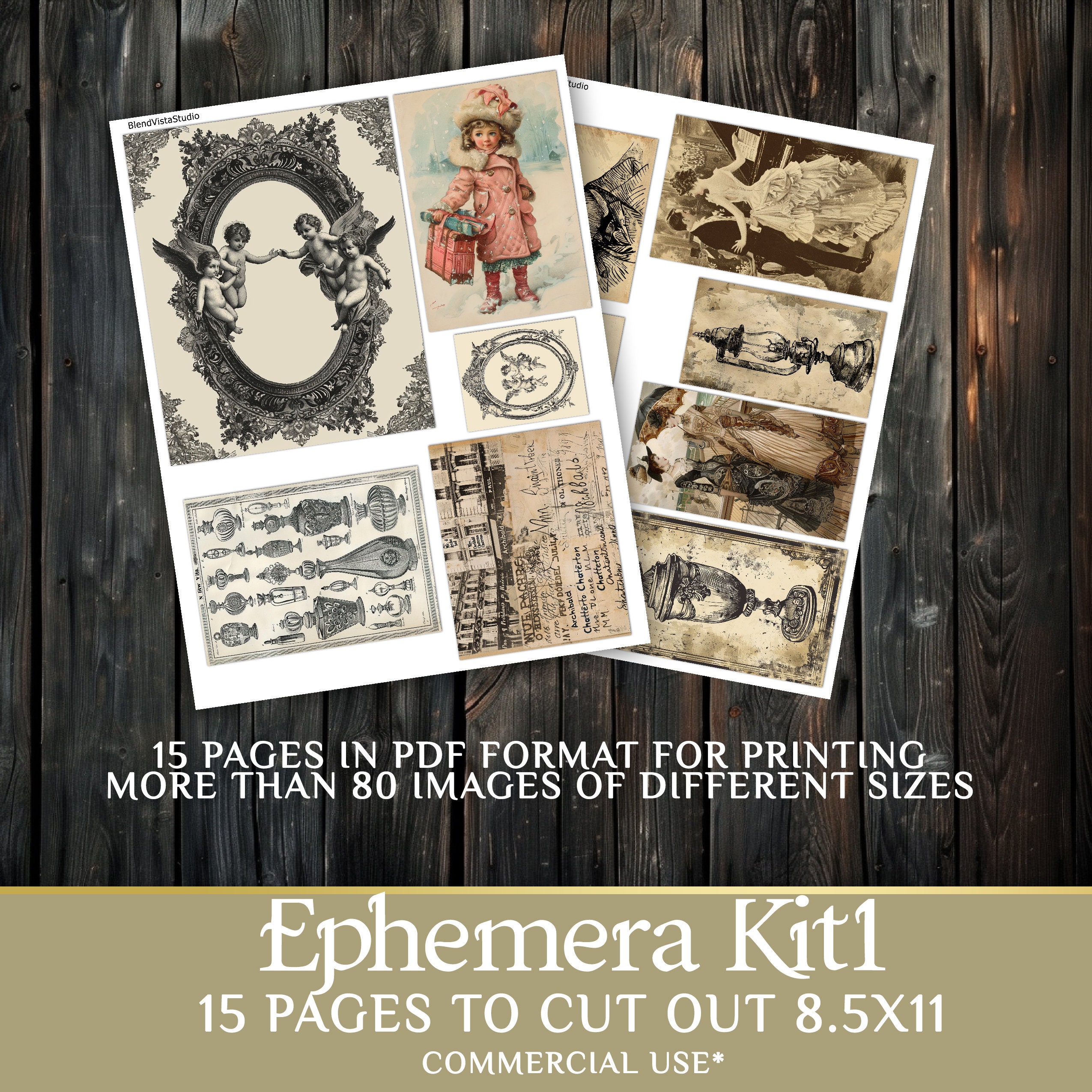 Vintage Printable Ephemera for Junk Journal Kit Digital Ephemera Kit ...