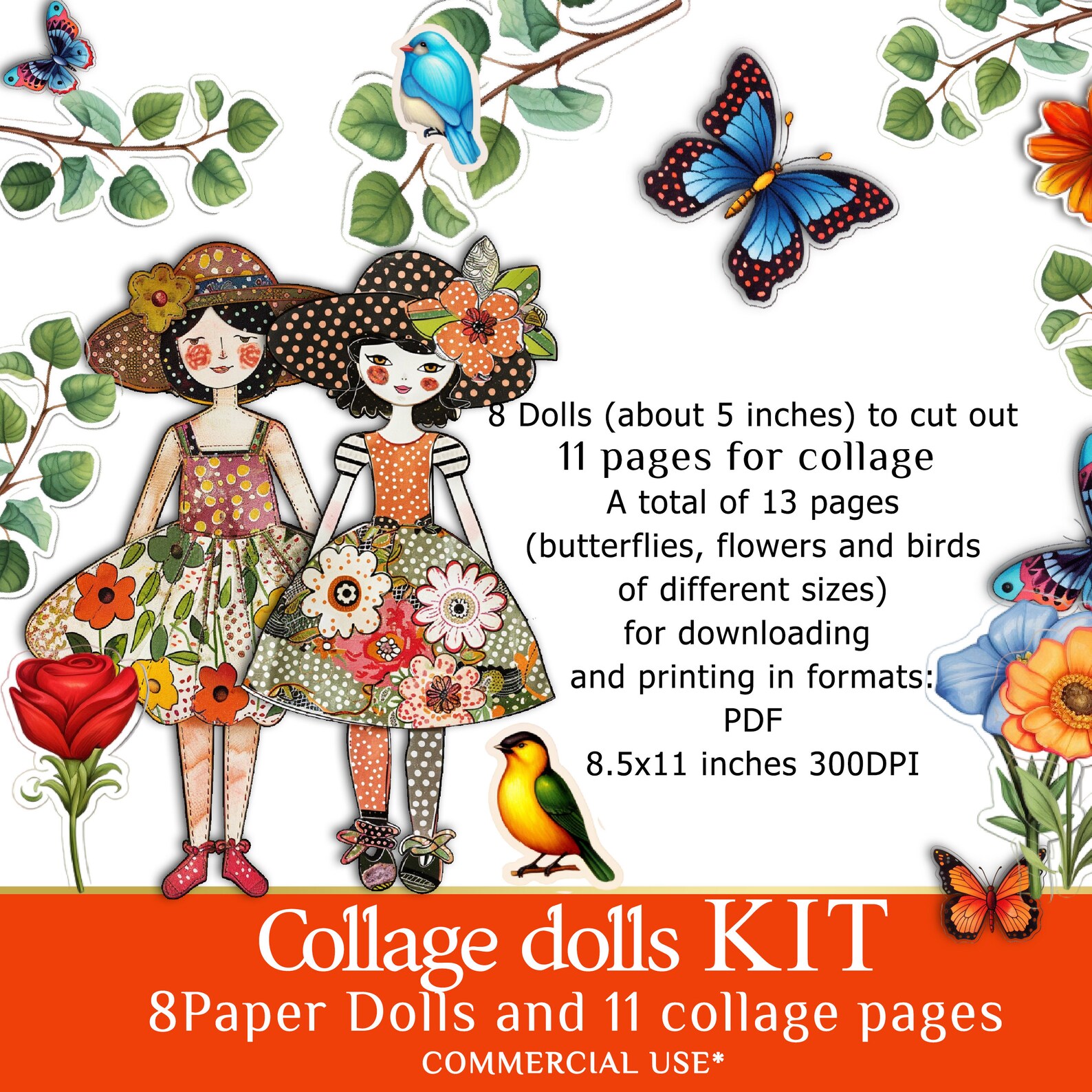 Paper Doll Collage Kit: Printable Paper Dolls for Crafts, Collages ...