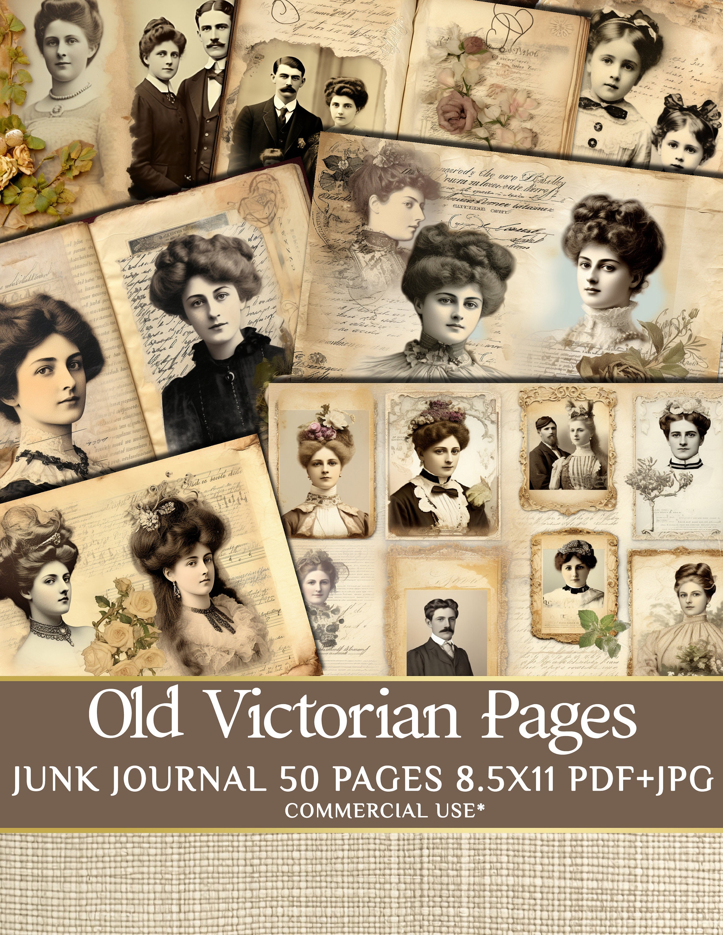 Old Victorian Pages Bundle Vintage Scrapbooking Paper Digital Products ...