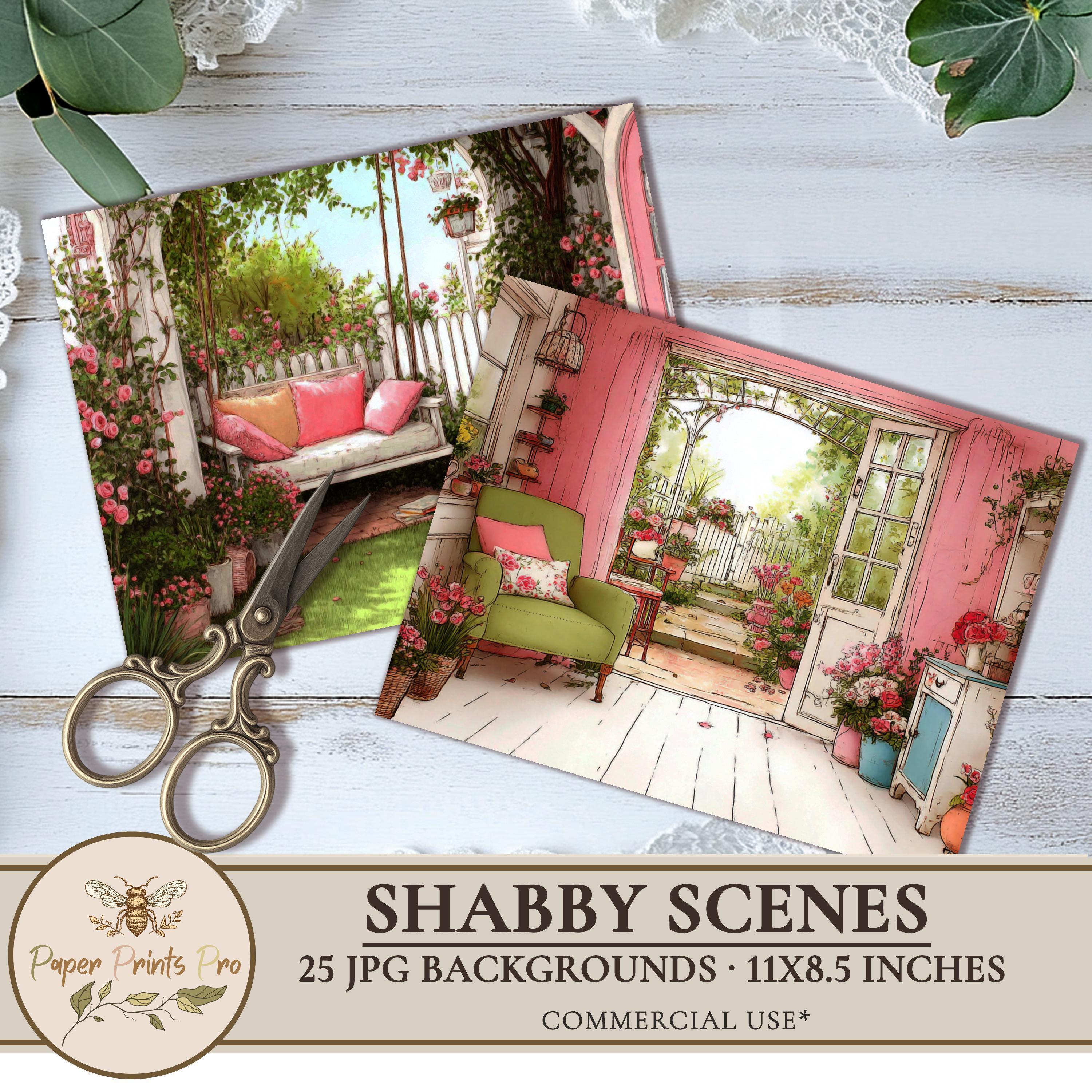 Shabby Chic Printable Backgrounds: Vintage Garden Scenes (digital ...