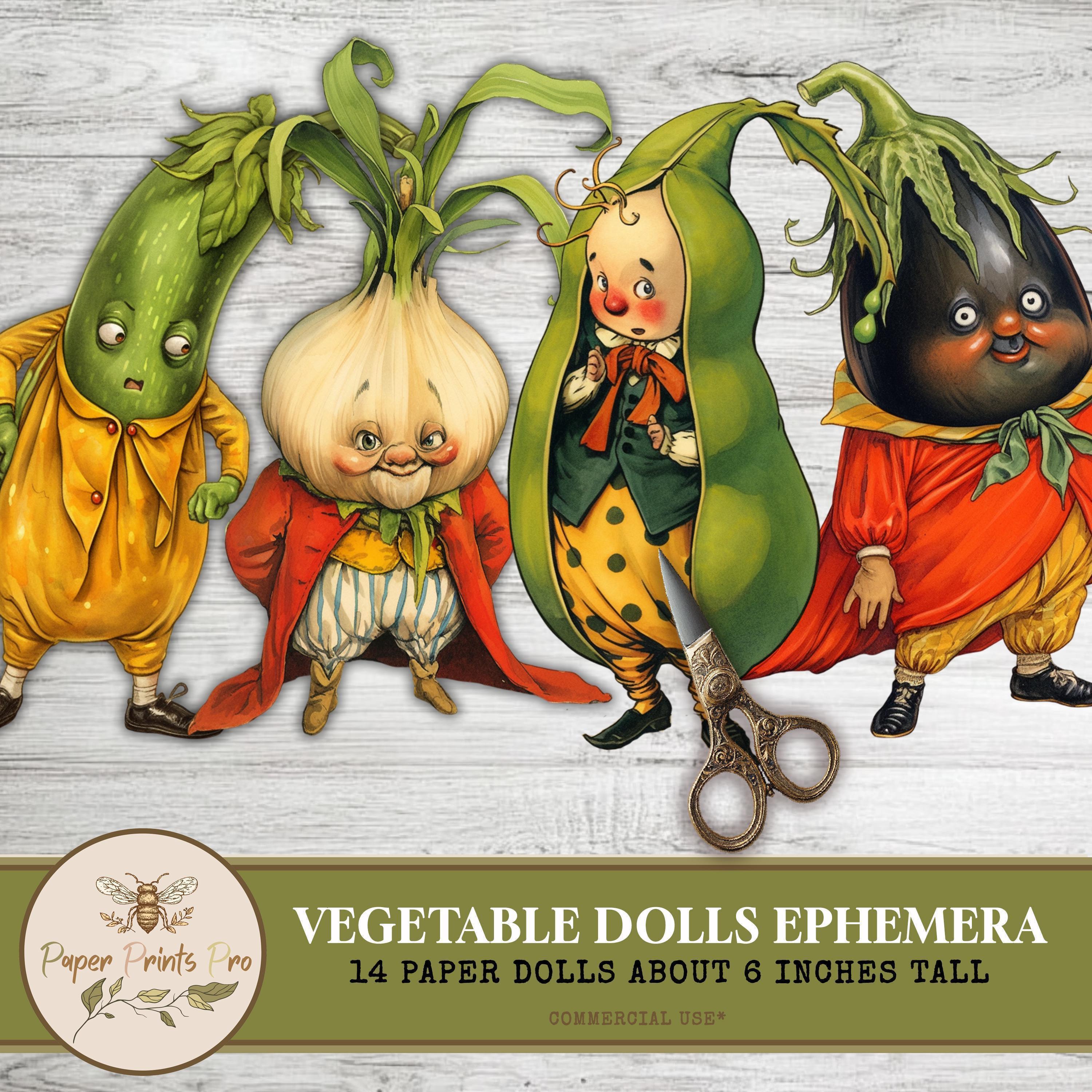 Vintage Vegetable Dolls Ephemera: 14 Paper Dolls (digital Download) - Etsy
