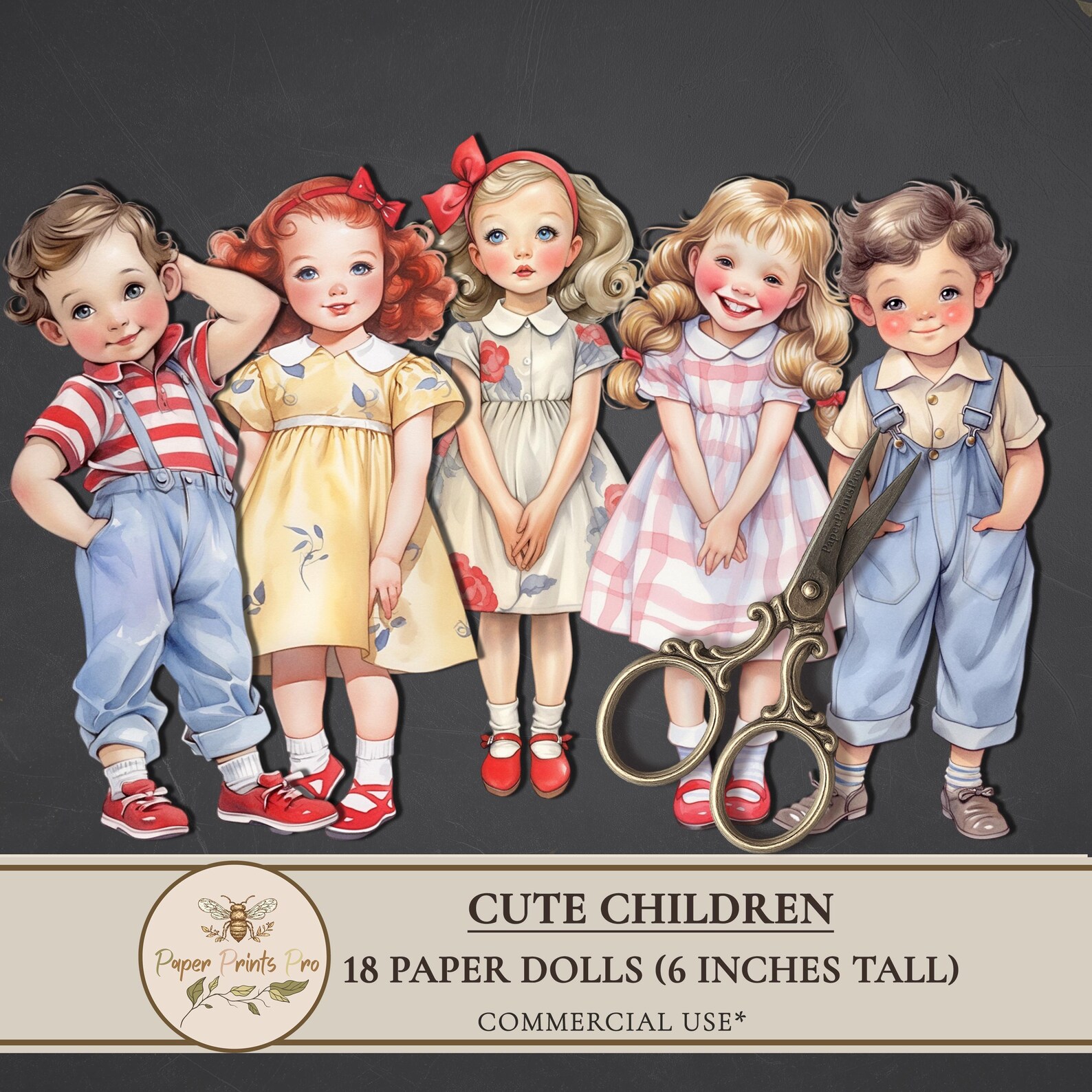 Printable Paper Dolls 1950s Style – 18 Retro Characters for Journaling ...