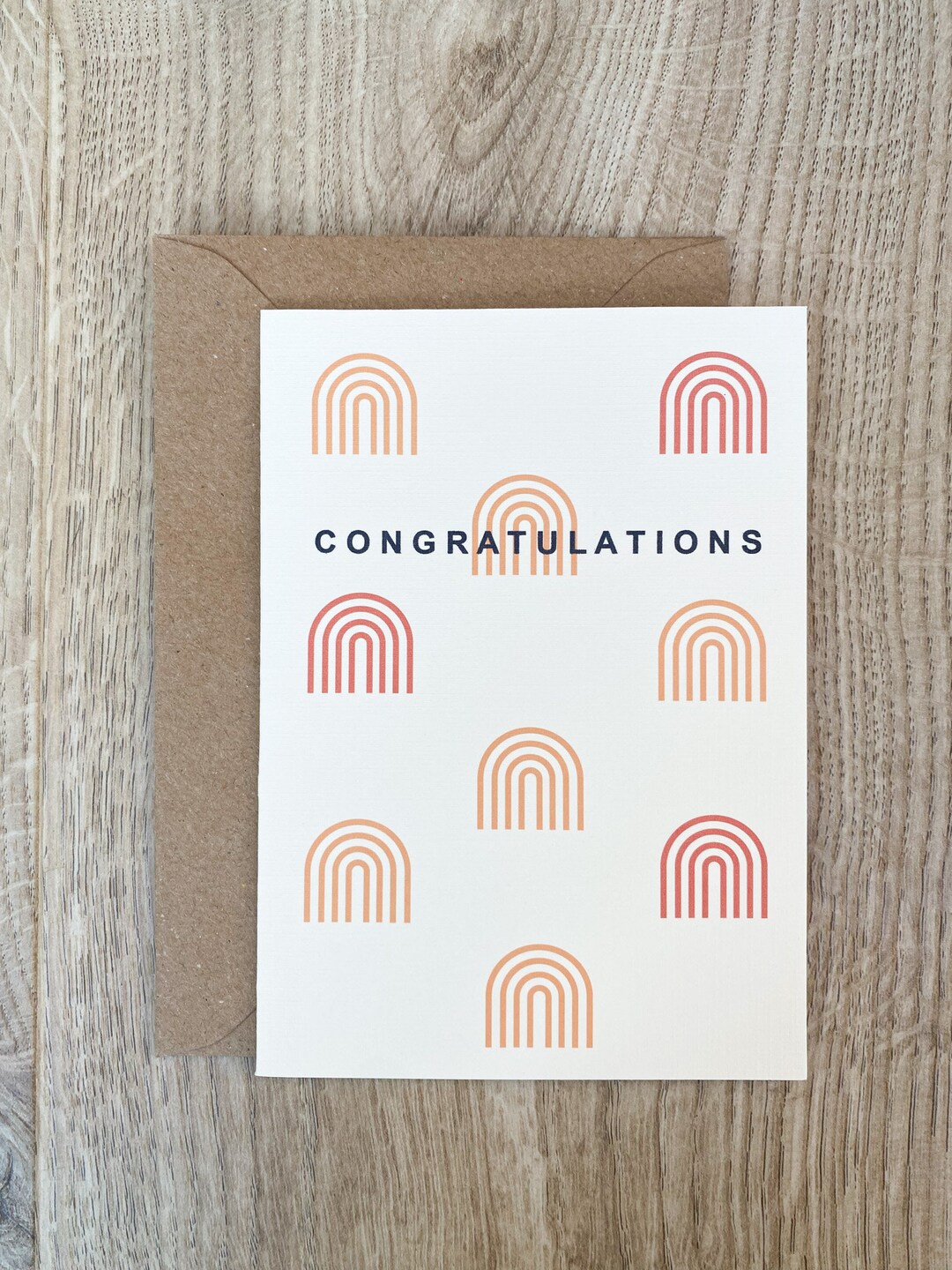 Burnt Orange and Red Boho Arches Congratulations Bohemian - Etsy