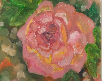 Pink Rose in the Garden, Single Rose, Painting for a Girls Room ...