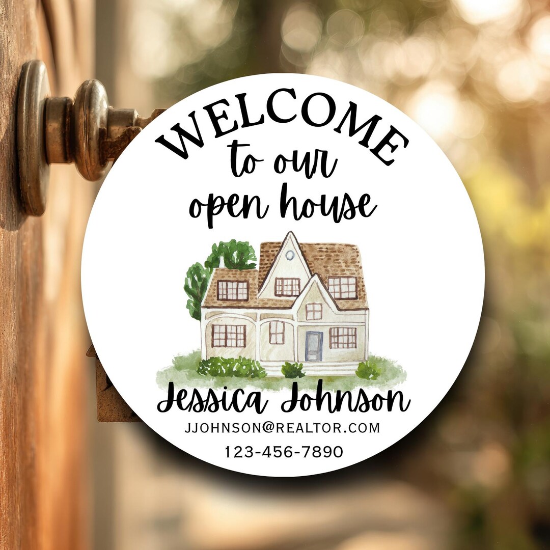 Custom Realtor Open House Stickers With Contact Info | Welcome Real ...