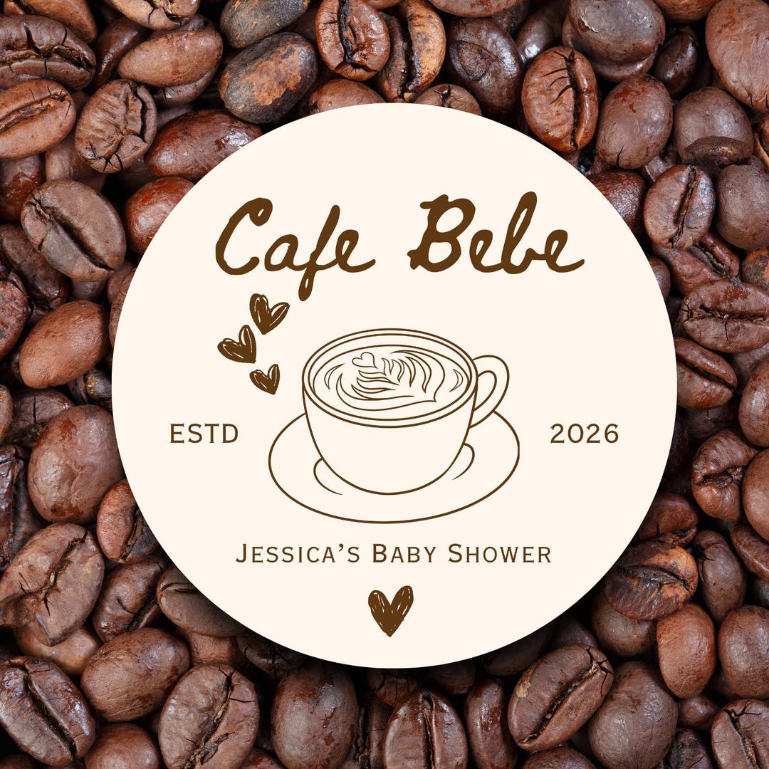 Custom Cafe Bebe Baby Shower Labels | Coffee Latte Cup Doodles Stickers ...