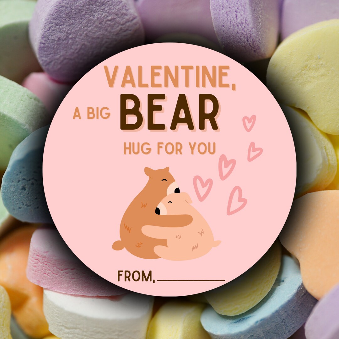 A Big Bear Hug for You Printable Valentine for Kids - Etsy