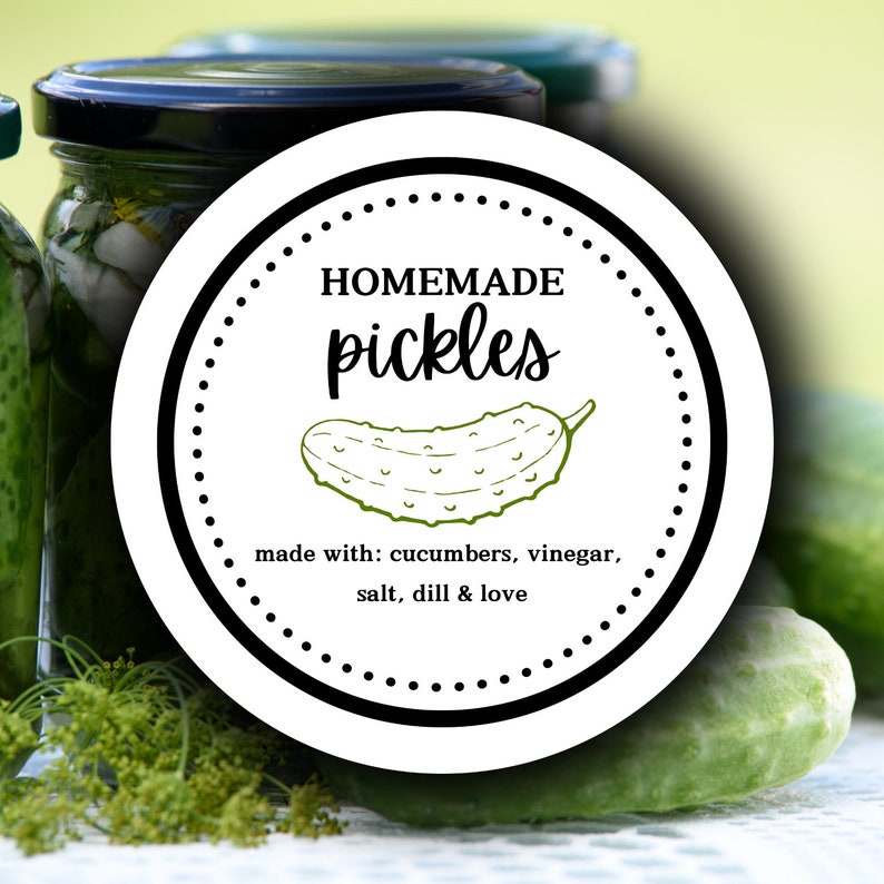 Custom Pickle Sticker / Custom Hand Drawn Canning Label / Custom Dill ...