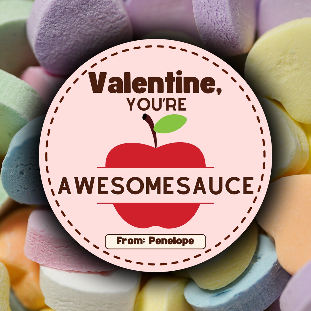 Awesomesauce Valentine Sticker / Custom Valentine Sticker / Applesauce ...